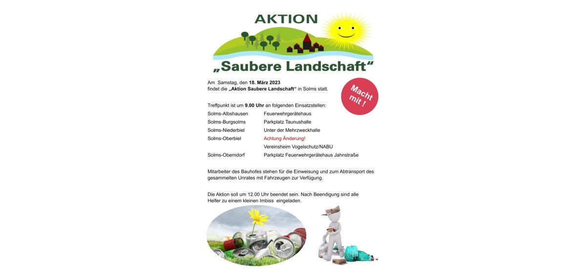 Aktion saubere Landschaft | Stadt Solms